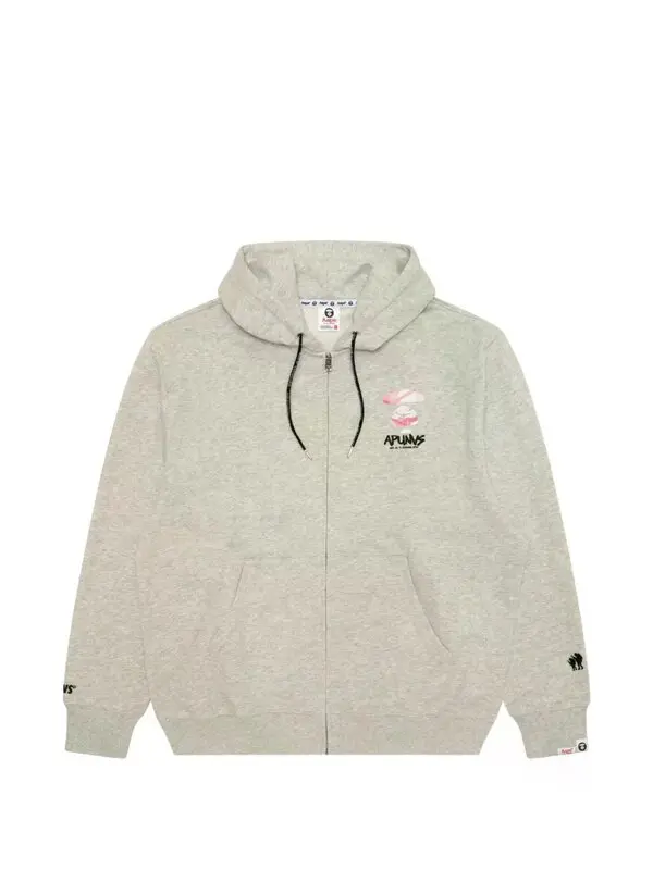 AAPE BY *A BATHING APE Graphic-print Zip-up Hoodie - Grey