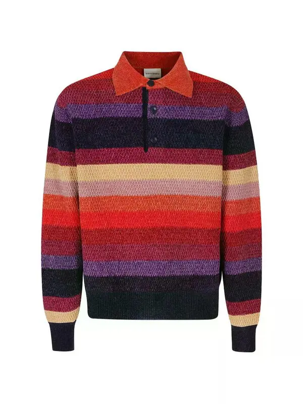 Drole De Monsieur Striped Knit Sweater - Red