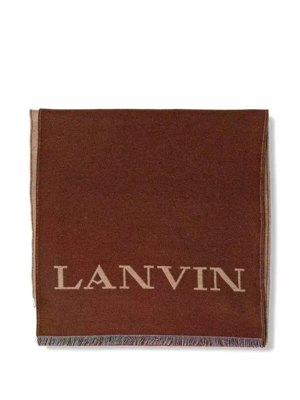 LANVIN Logo-intarsia Frayed Scarf