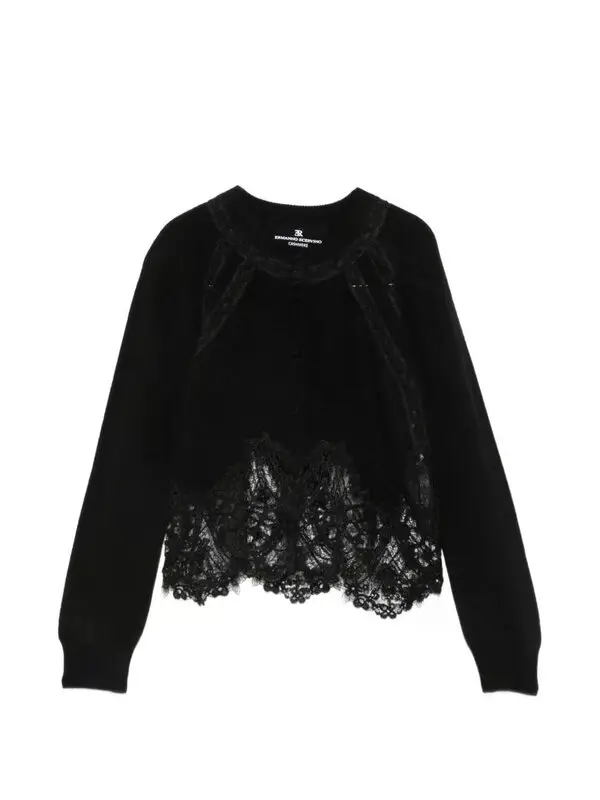 Ermanno Scervino Lace-trim Button-up Cardigan - Black