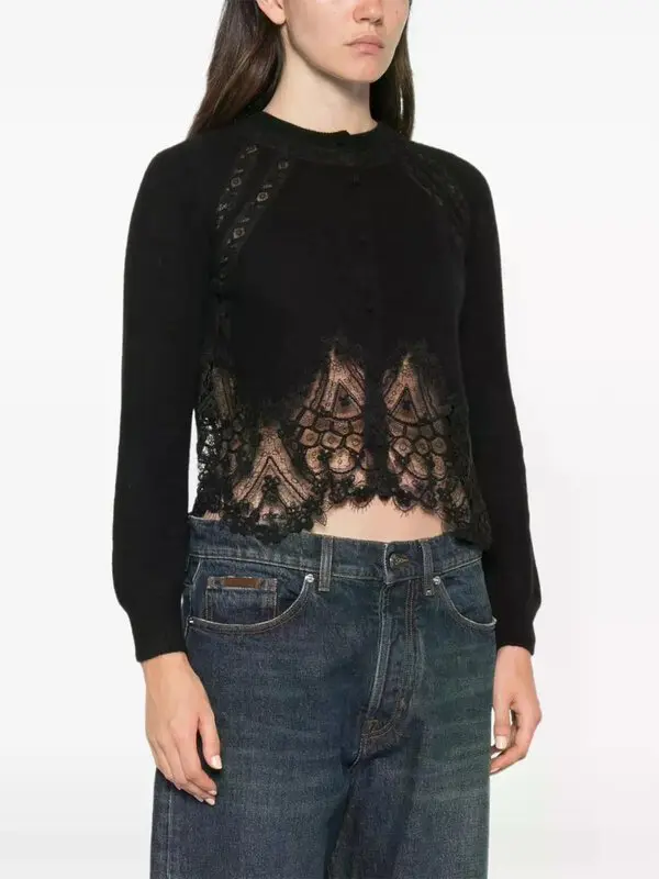 Ermanno Scervino Lace-trim Button-up Cardigan