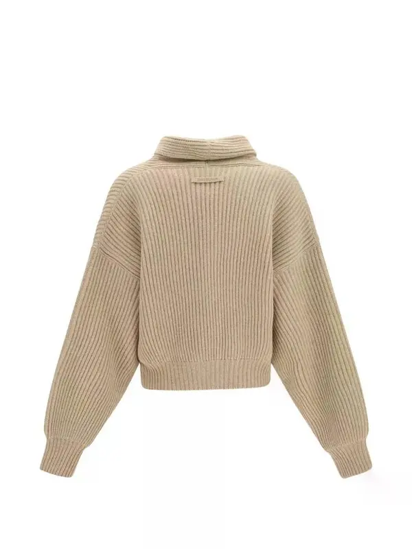 Tory Burch Cropped Wool Cardigan - Neutrals