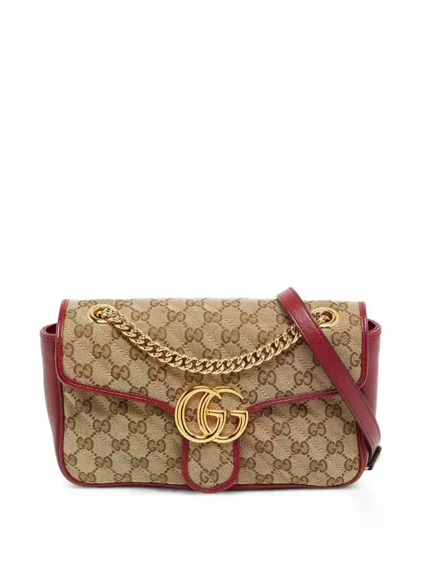 Gucci Small Gg Marmont Diagonal-quilt Shoulder Bag - Neutrals