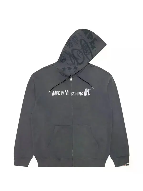 AAPE BY *A BATHING APE Graphic-print Zip-up Hoodie - Grey
