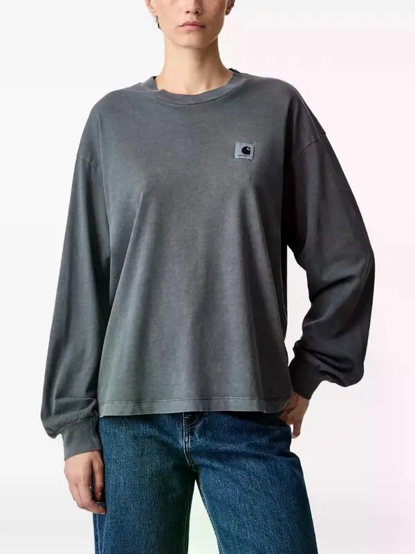 Carhartt Work In Progress Nelson Logo-patch Long-sleeve T-shirt - Grey