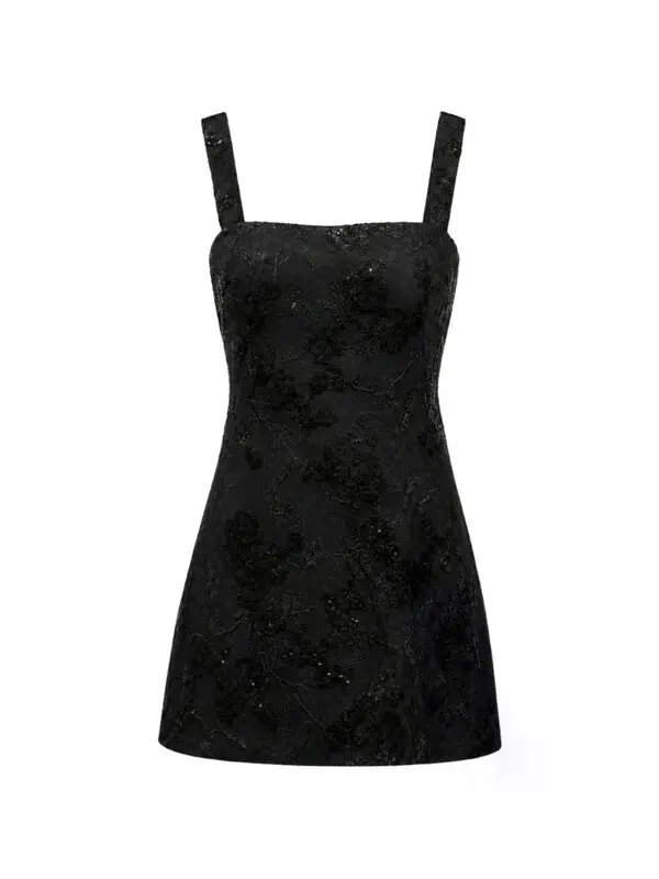 OW Ravina Sequin-embellished Floral-lace Dress - Black