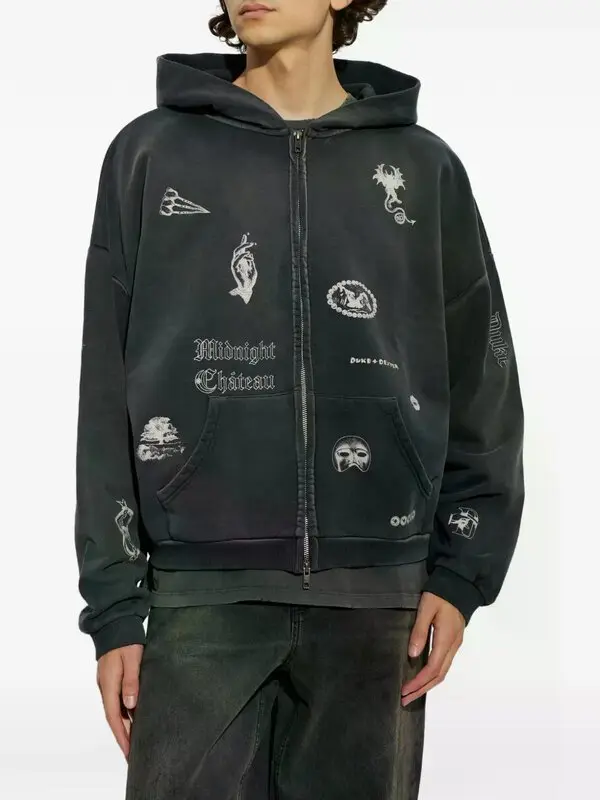 DUKE + DEXTER Graphic-print Zip-up Hoodie
