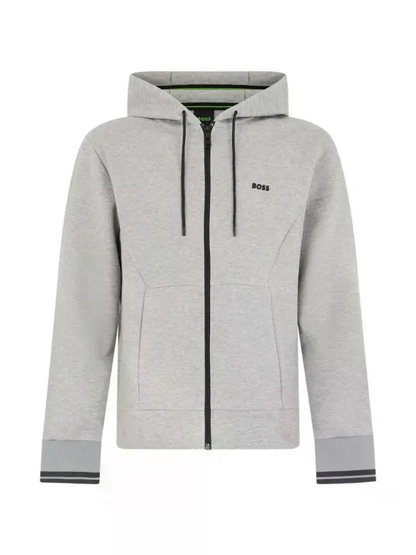 BOSS Cotton-blend Zip-up Hoodie With Stripe Details