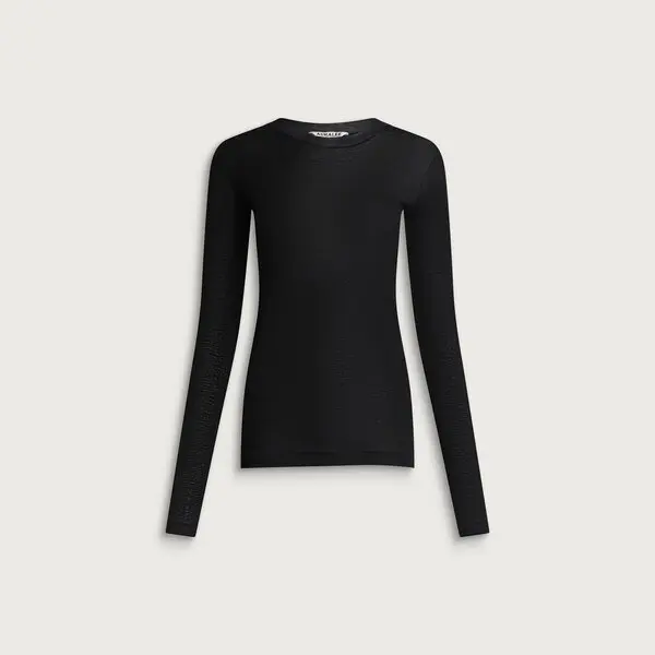 Auralee Sheer Rib Long Sleeve Top