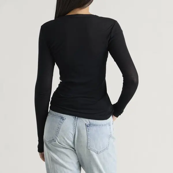 Auralee Sheer Rib Long Sleeve Top