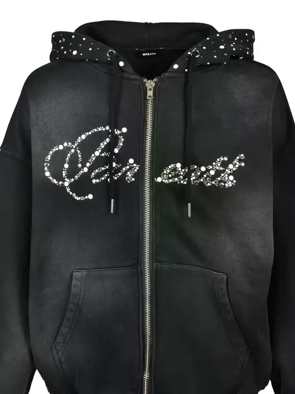 BREATH Rhinestone-embellished Faded Hoodie