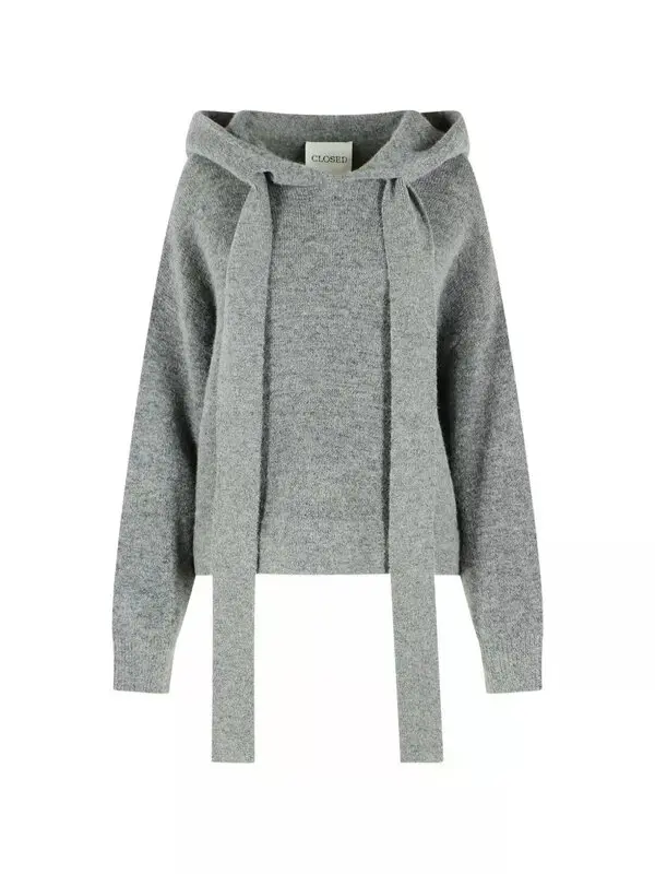 Closed Fine-knit Drawstring Hooded Sweater