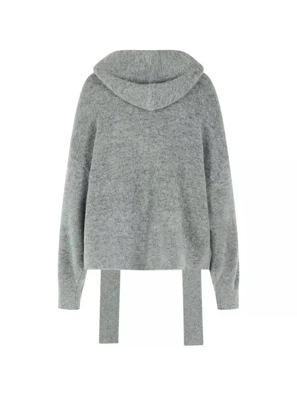 Closed Fine-knit Drawstring Hooded Sweater