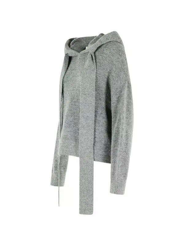 Closed Fine-knit Drawstring Hooded Sweater