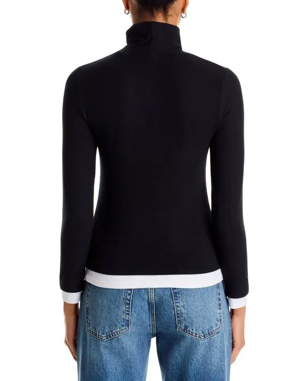 Aqua Contrast Trim Knit Turtleneck Exclusive - Black/white