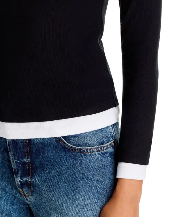 Aqua Contrast Trim Knit Turtleneck Exclusive - Black/white