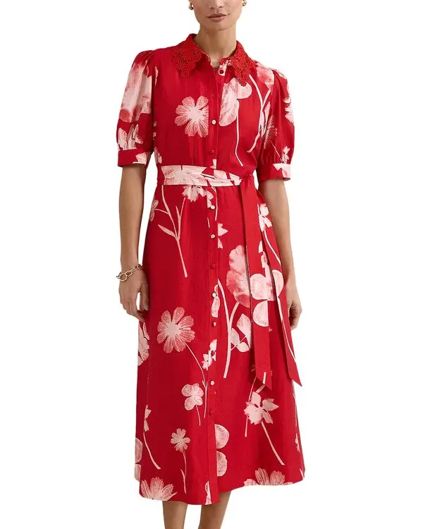 PHASE EIGHT Delphine Lace Collar Belted Dress