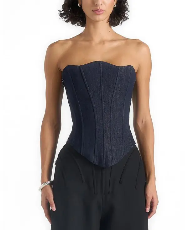 Manière De Voir Scarlett Denim Lace Up Corset