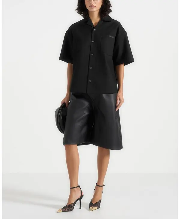 Manière De Voir Brook Signature Twill Boxy Shirt - Black