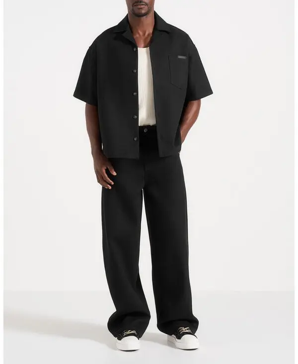 Manière De Voir Brook Signature Twill Boxy Shirt - Black