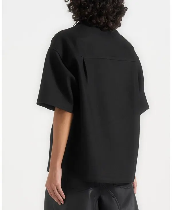 Manière De Voir Brook Signature Twill Boxy Shirt - Black