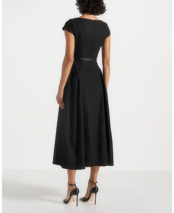 Manière De Voir Gaia Boat Neck Flared Maxi Dress - Black