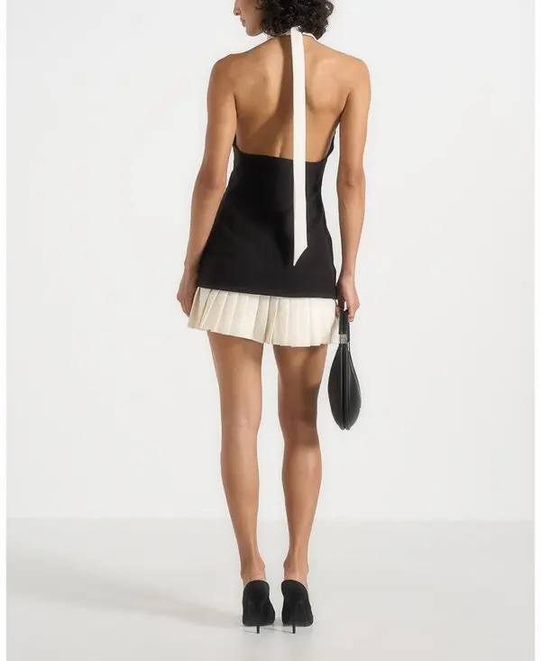 Manière De Voir Jasmine Halterneck Pleated Mini Dress - Black