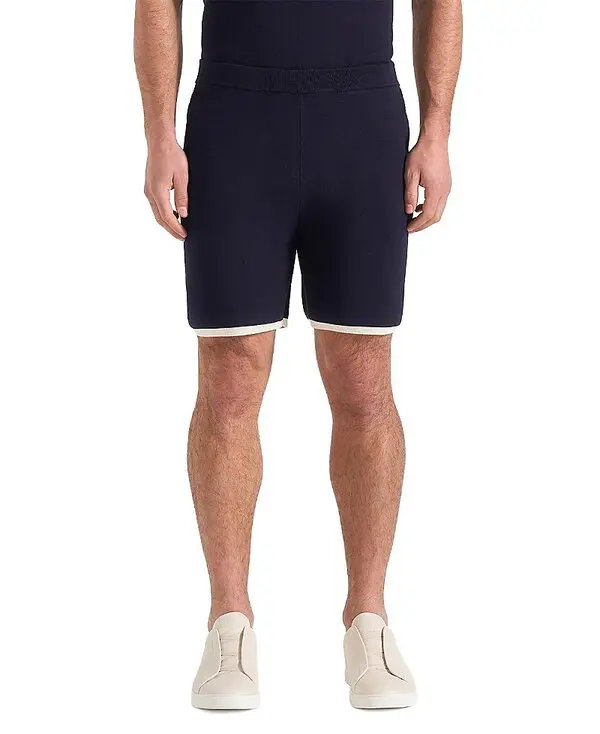 Manière De Voir Regis Contrast Detail Knit Shorts - Navy
