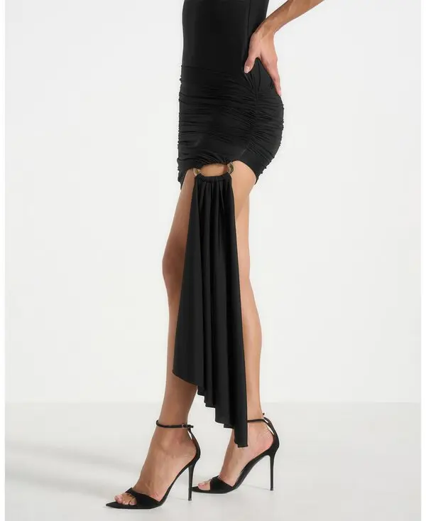Manière De Voir Anouk Cap Sleeve Ring Detail Drape Mini Dress