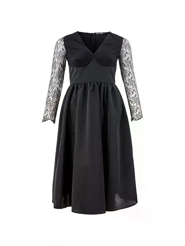LARDINI Lace-panelled Taffeta Midi Dress