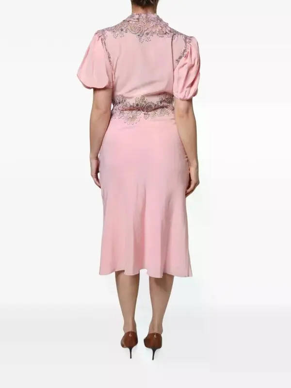 Ermanno Scervino Lace-detail Silk Midi Dress - Pink