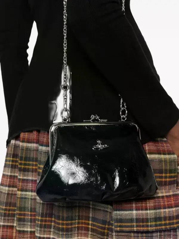 VIVIENNE WESTWOOD Orb-plaque Patent Tote Bag - Black
