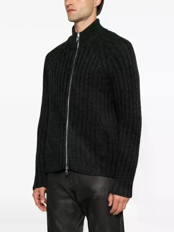 Our Legacy Ribbed-knit Funnel-neck Cardigan