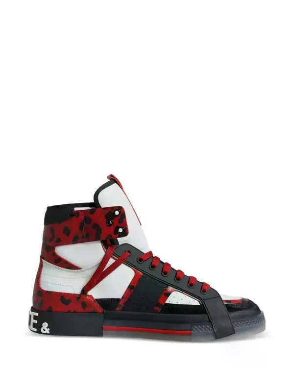 Dolce & Gabbana Portofino Leopard-print Calf-hair Sneakers