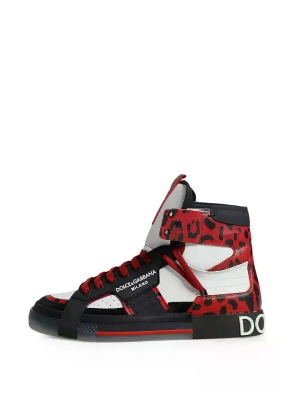 Dolce & Gabbana Portofino Leopard-print Calf-hair Sneakers