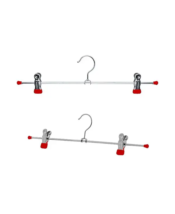 MAWA Adjustable Pant Clip Hanger With Grip Tip Clips, Model K40d, Set Of 10 - Red
