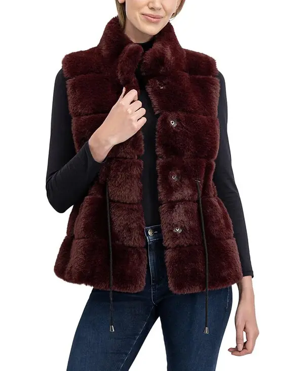 LYLA GRANT Faux Fur Rex Rabbit Vest - Wine