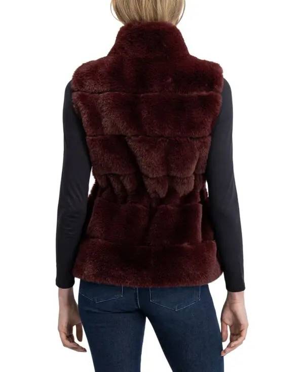 LYLA GRANT Faux Fur Rex Rabbit Vest - Wine