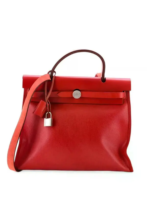 Hermès Herbag Zip Berline Vache Canvas And Leather 31 Shoulder Bag