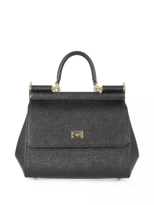 Dolce & Gabbana Small Sicily Handbag In Dauphine Calfskin - Black