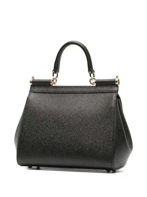 Dolce & Gabbana Small Sicily Handbag In Dauphine Calfskin - Black