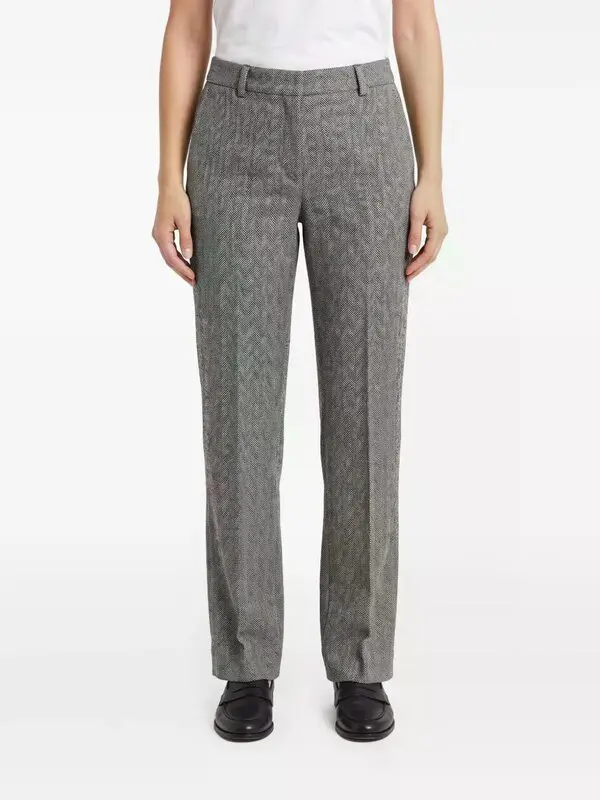 Brunello Cucinelli Herringbone-pattern Straight-leg Trousers - Black
