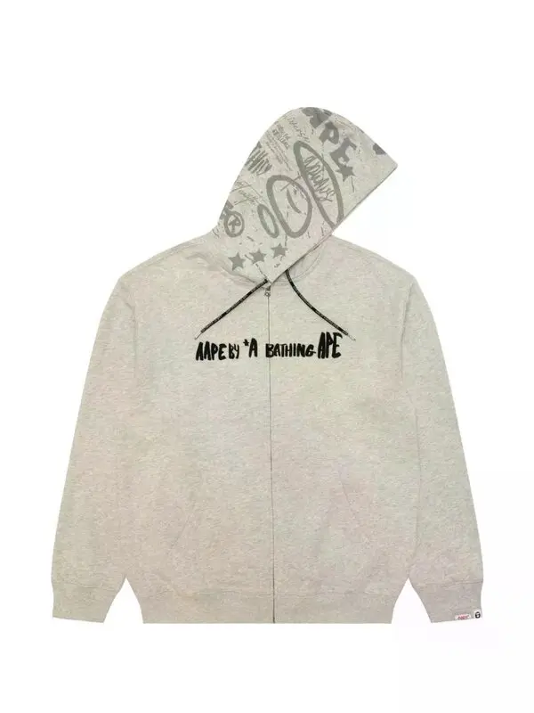 AAPE BY *A BATHING APE Graphic-print Zip-up Hoodie - Grey