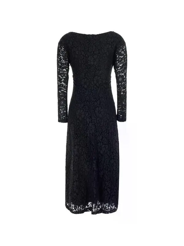 PLAIN Long-sleeve Lace Midi Dress