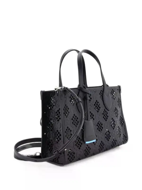 Gucci Convertible Gg Debossed Laser Cut Leather Small Tote Bag
