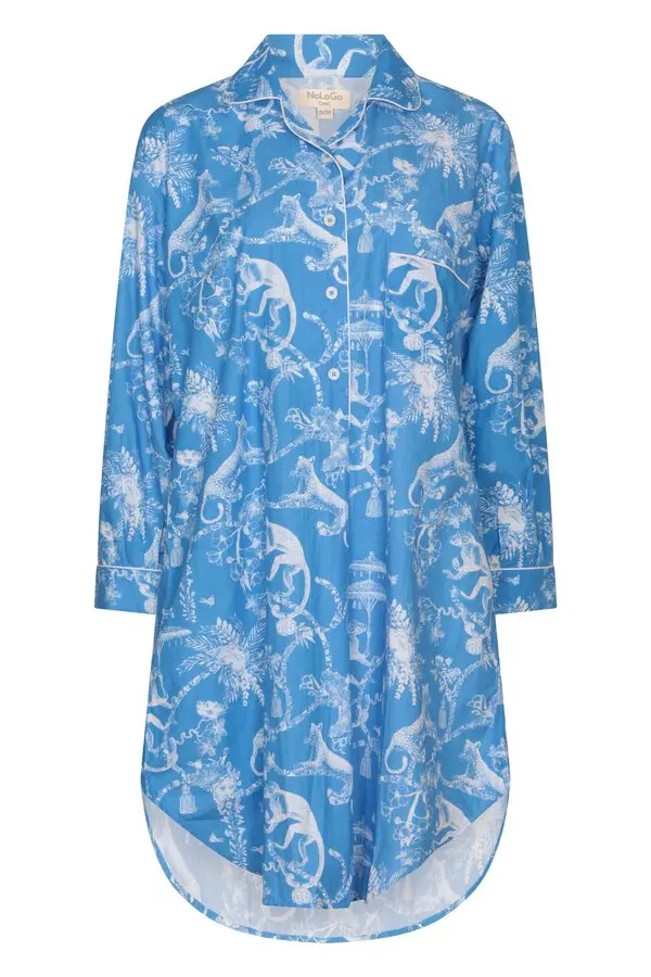 NOLOGO-CHIC Jungle Party Nightshirt-pure Cotton Poplin - Blue