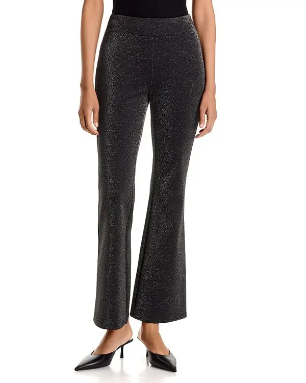 T Tahari Pull On Metallic Kick Flare Pants