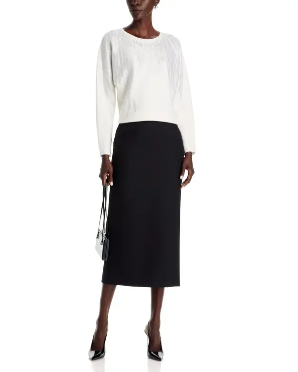 T Tahari Feather Hotfix Dolman Sleeve Sweater - White Star