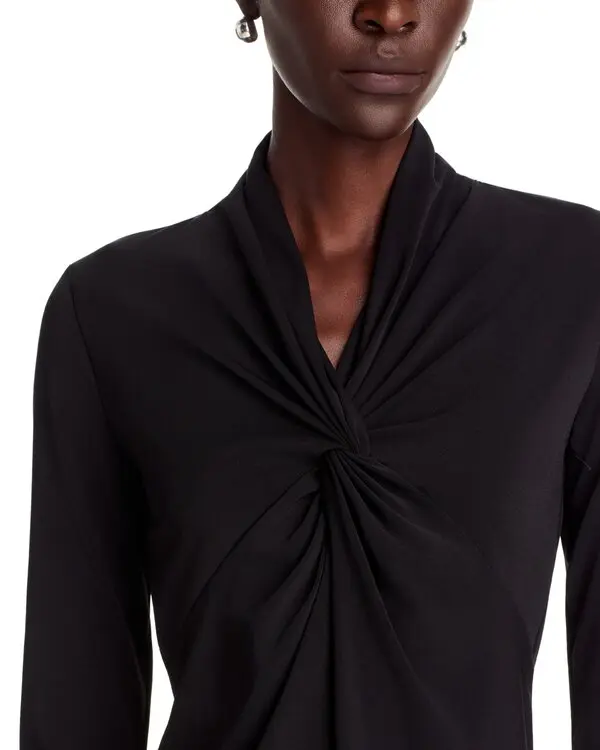 T Tahari V Neck Twist Front Long Sleeve Top