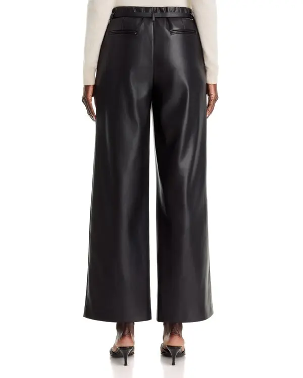 T Tahari Belted Faux Leather Pants - Black